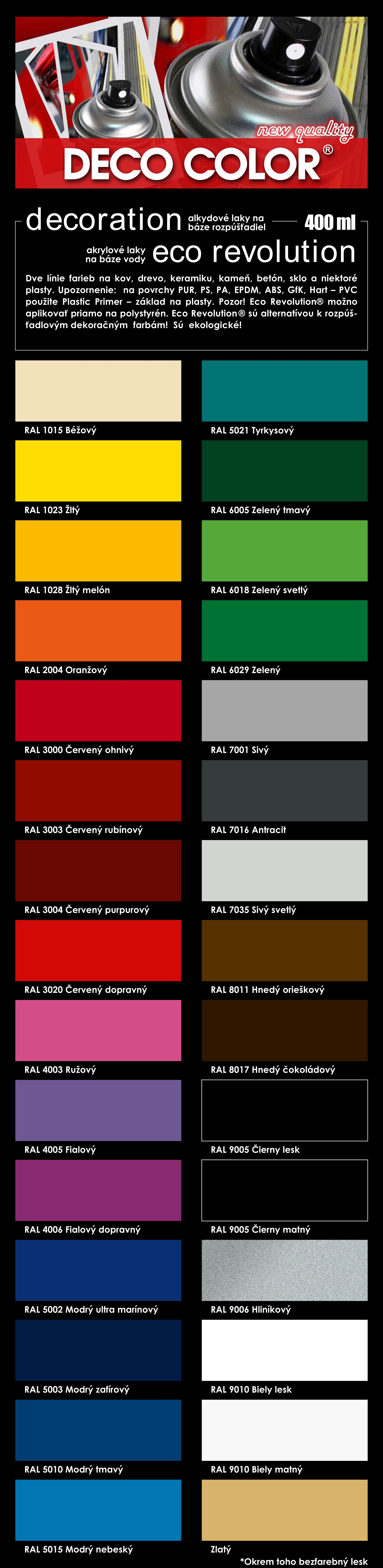 Sprej Deco Color Decoration 400ml - Farby v spreji - Spreje - jub-farby.eu